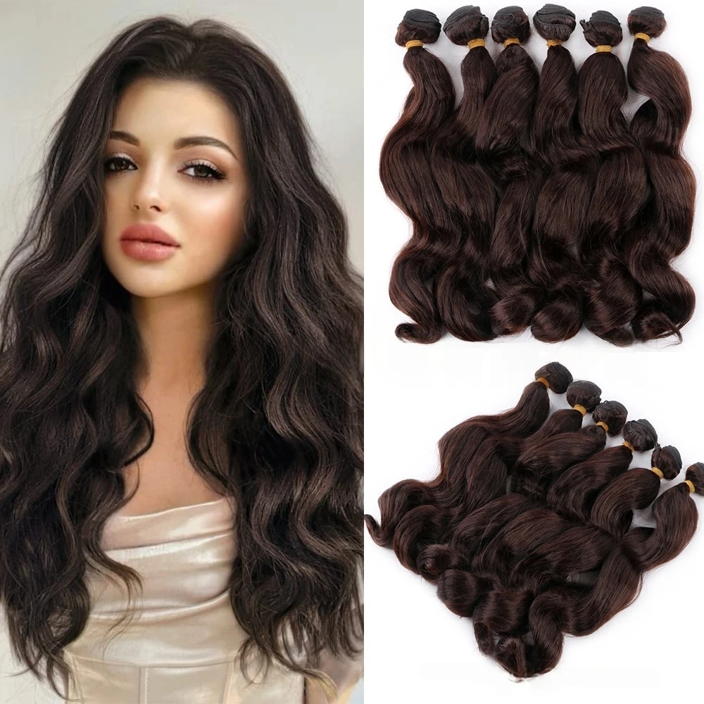 Synthetic Hair Weave Bundles 6 Pieces In 1 Pack Wavy Hair Bundles for ...