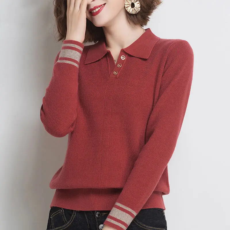 Fashion-Turn-down-Collar-Button-Sweater-Women-Autumn-Winter-Solid ...