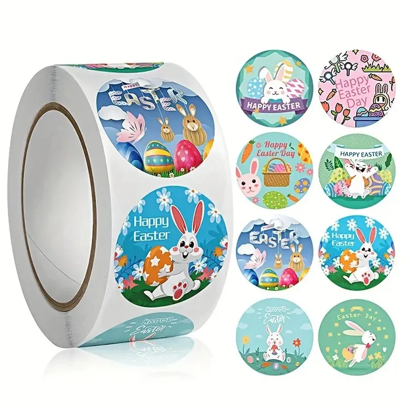 50-500pcs Happy Easter Stickers Cute Rabbit Stickers Gift Sealing ...