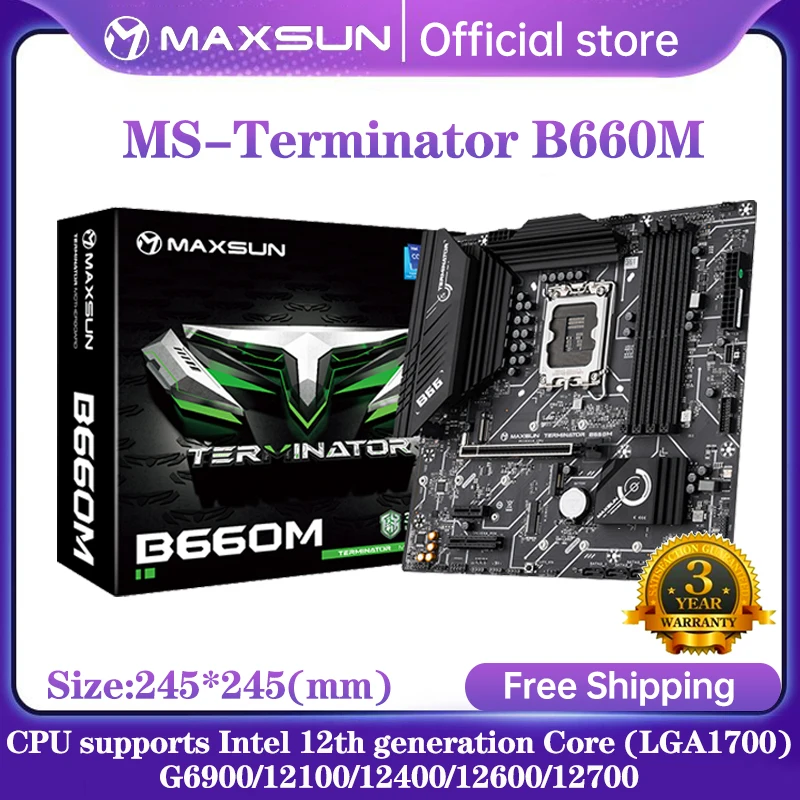MAXSUN placa base Intel ms b660m, 12th LGA1700 DDR4 128GB SATA3 M.2 M ...
