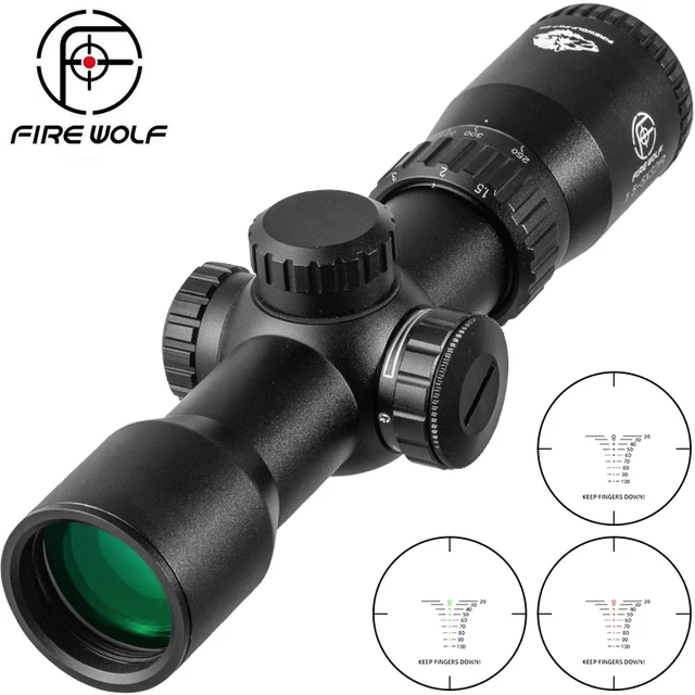 FIRE WOLF 4X32 AOE Rifle Scope with Red Green Illuminated Cross Hunting ...