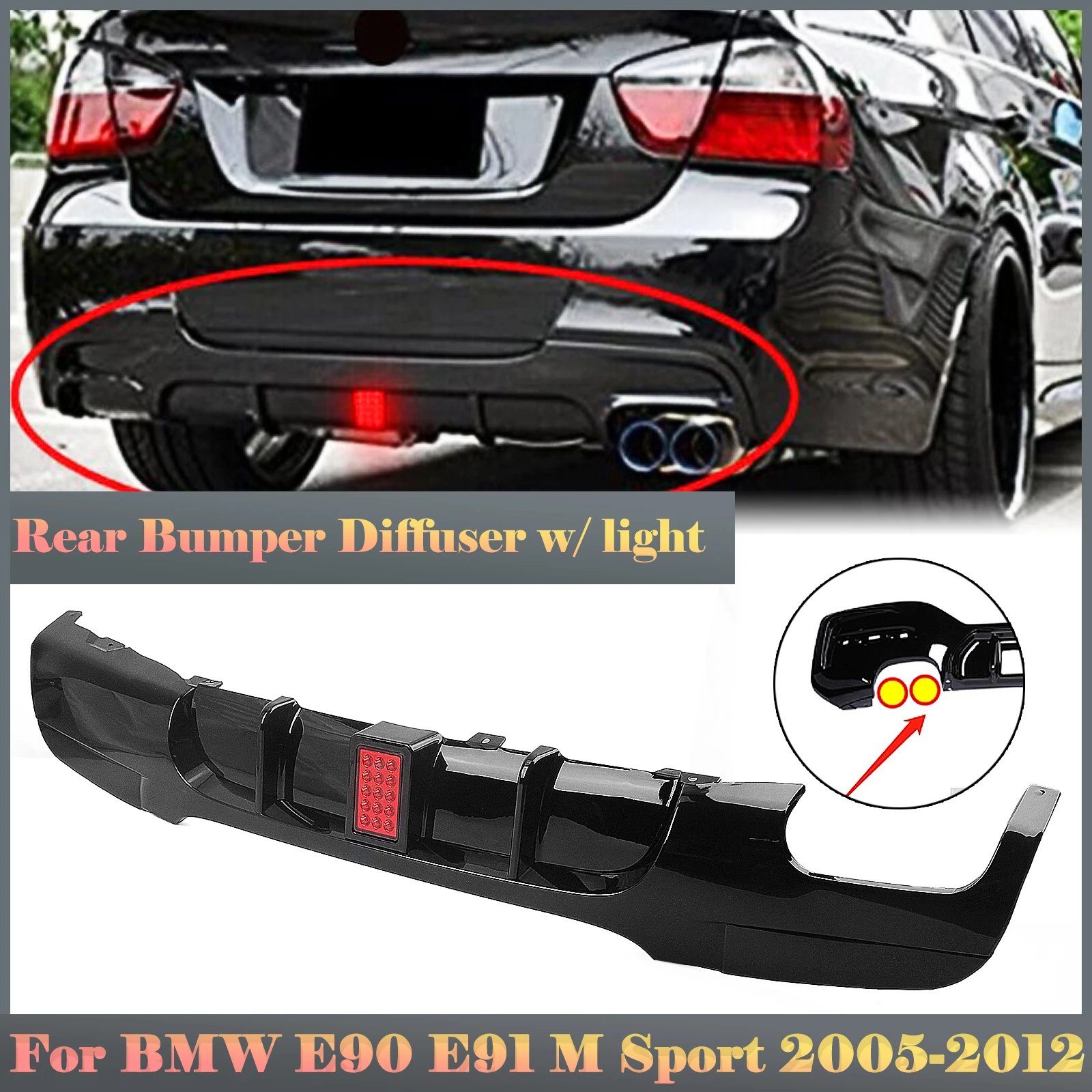 Rear-Bumper-Diffuser-Lip-For-BMW-3-Series-E90-E91-M-Sport-2005-2012 ...
