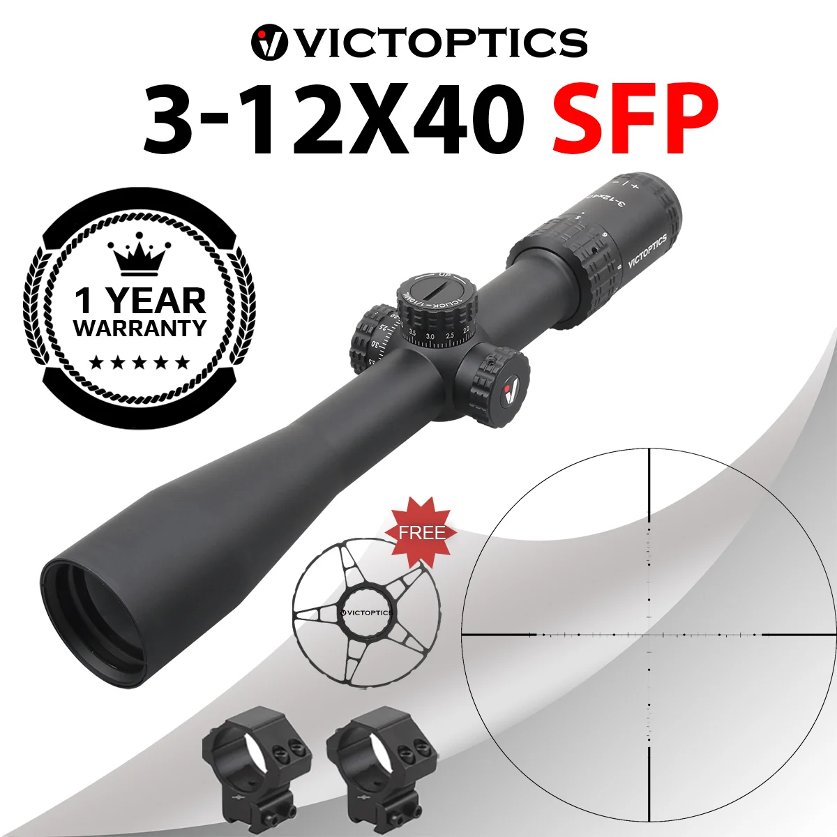 VictOptics-S4-3-12x40-SFP-Riflescope-1-10MIL-Adjustment-with-Turret ...