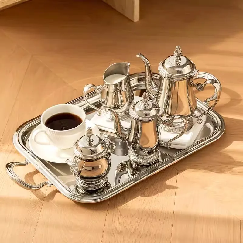 Exquisite Creativity Stainless Steel Coffee Pot Tray European Style ...