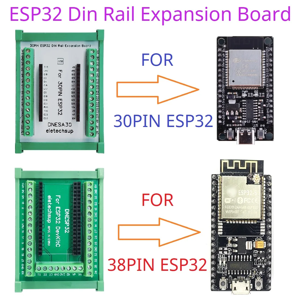 30pin 38pin Esp32 Din Rail Mounting Expansion Board For Esp Wroom 32 Wifi Bt Module Development