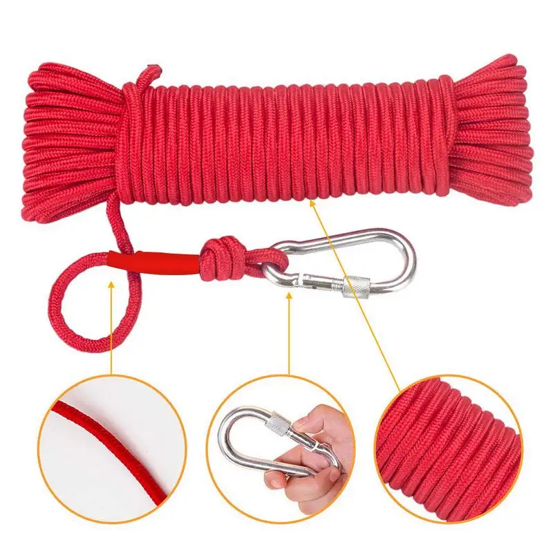 8mm-Emergency-Escape-Rope-Climbing-Buckle-Magnet-Nylon-Rescue-Safety-Rope-Fishing-Rope-20m ...