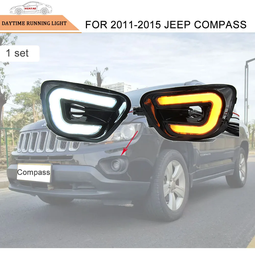 For-2011-2015-Jeep-Compass-1-Pair-LED-Daytime-Running-Lights-With ...
