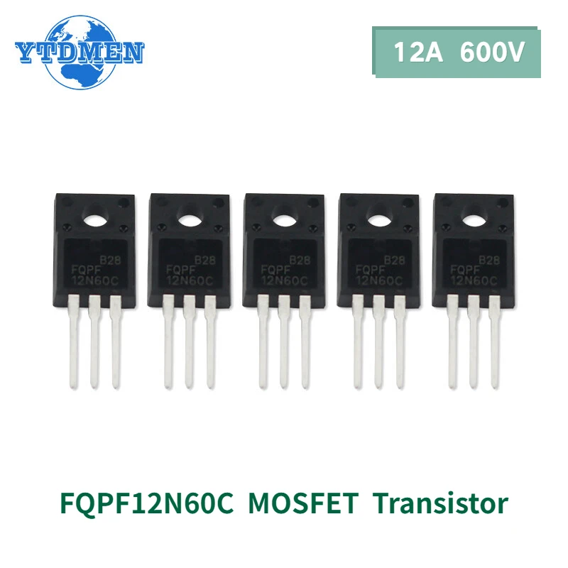 5-uds-FQPF12N60C-Transistor-MOSFET-12N60C-12A-600V-TO-220F-Kit-de ...