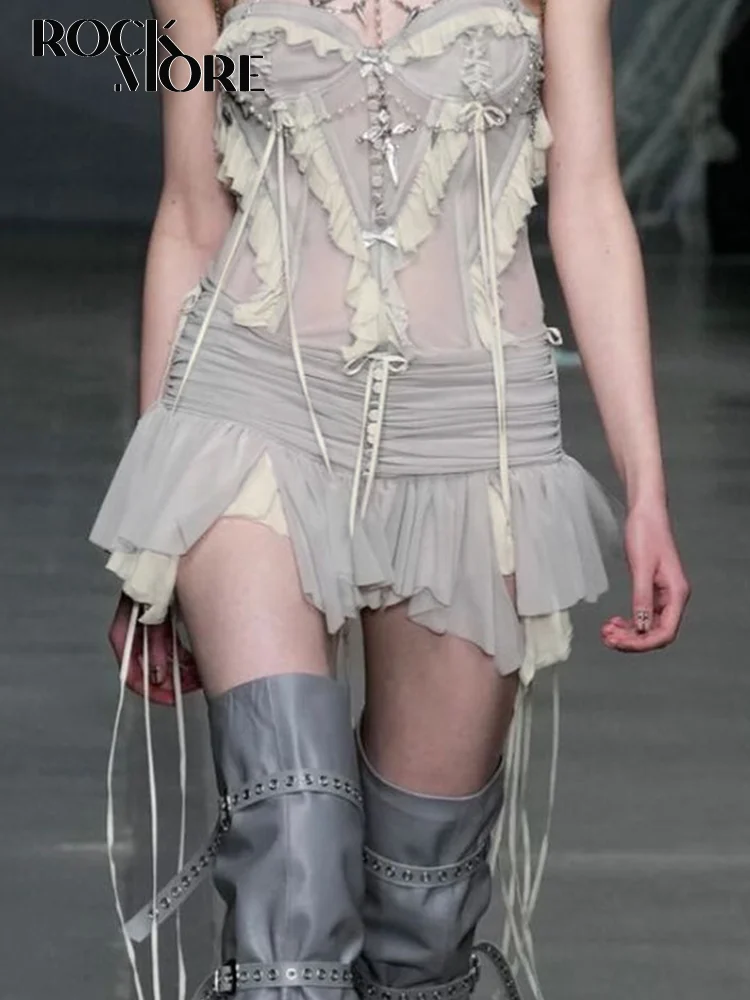 Rockmore-Balletcore-Mesh-Mini-R-cke-Mode-Niedrigen-Taille-y2k-sthetischen-Fairycore-Plissee ...