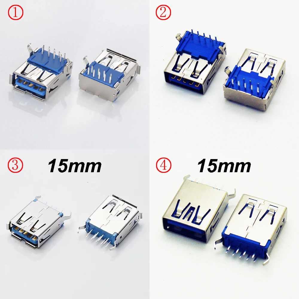 5PCS/10PCS USB 3.0 Connector Female Socket USB 3.0 Jack 90/180Degree ...