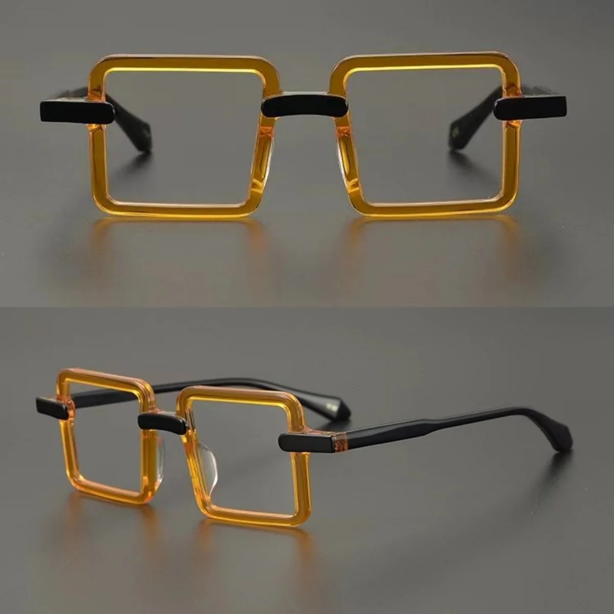 Acetate Eyeglasses Frame Square Shape Design Women Men Vintage Retro ...