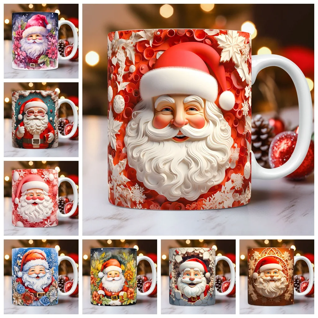 New-Christmas-Ceramic-Mug-3D-Santa-Claus-Coffee-Mugs-Breakfast-Milk ...