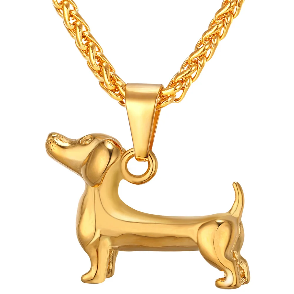 U7-Cute-Dog-Necklace-Gold-Silver-Color-Lovely-Dachshund-Pet-Animal ...