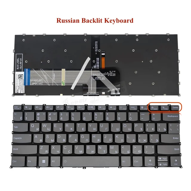 US Russian Spanish Backlit Keyboard for Lenovo IdeaPad 5 14IIL05 ...