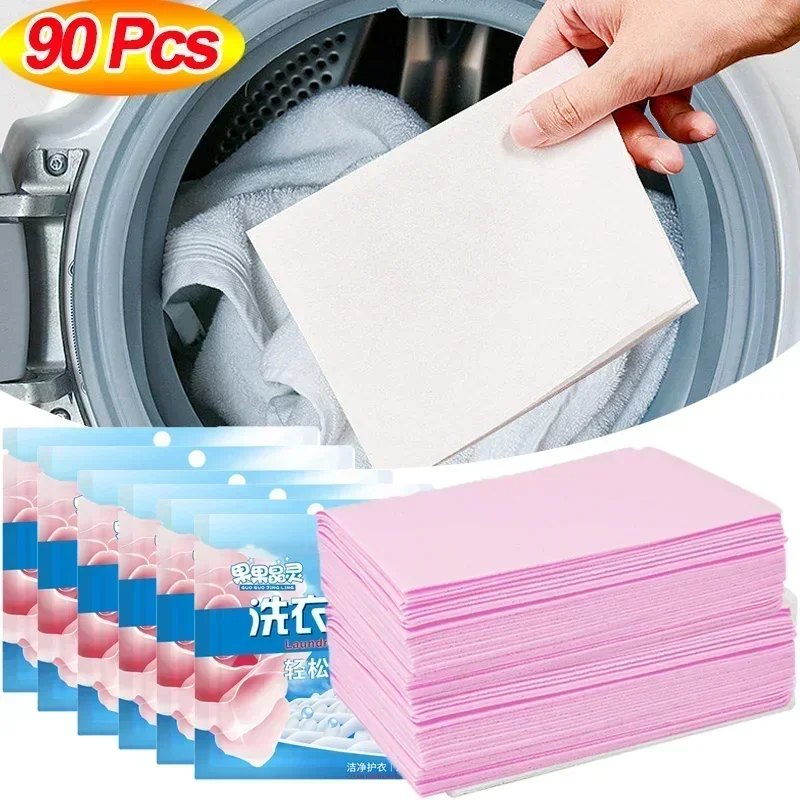 10-90PCS-Laundry-Tablets-Strong-Decontamination-Laundry-Detergent-Sheet ...