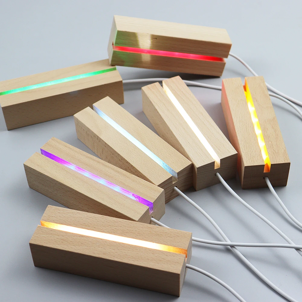 Rectangle Solid Beech Wooden Led Night Light Base For Resin Letter Lamp ...
