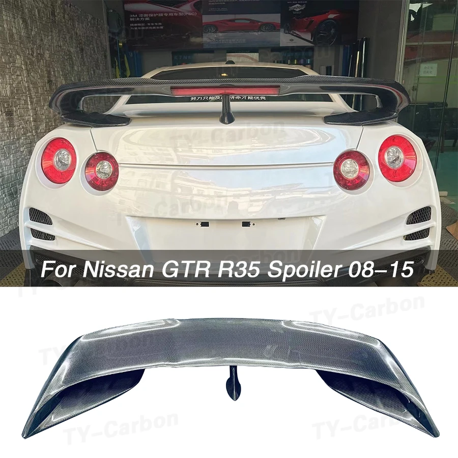 For-Nissan-GTR-R35-Spoiler-Real-Carbon-Fiber-Rear-Trunk-Lip-Wing-2008 ...