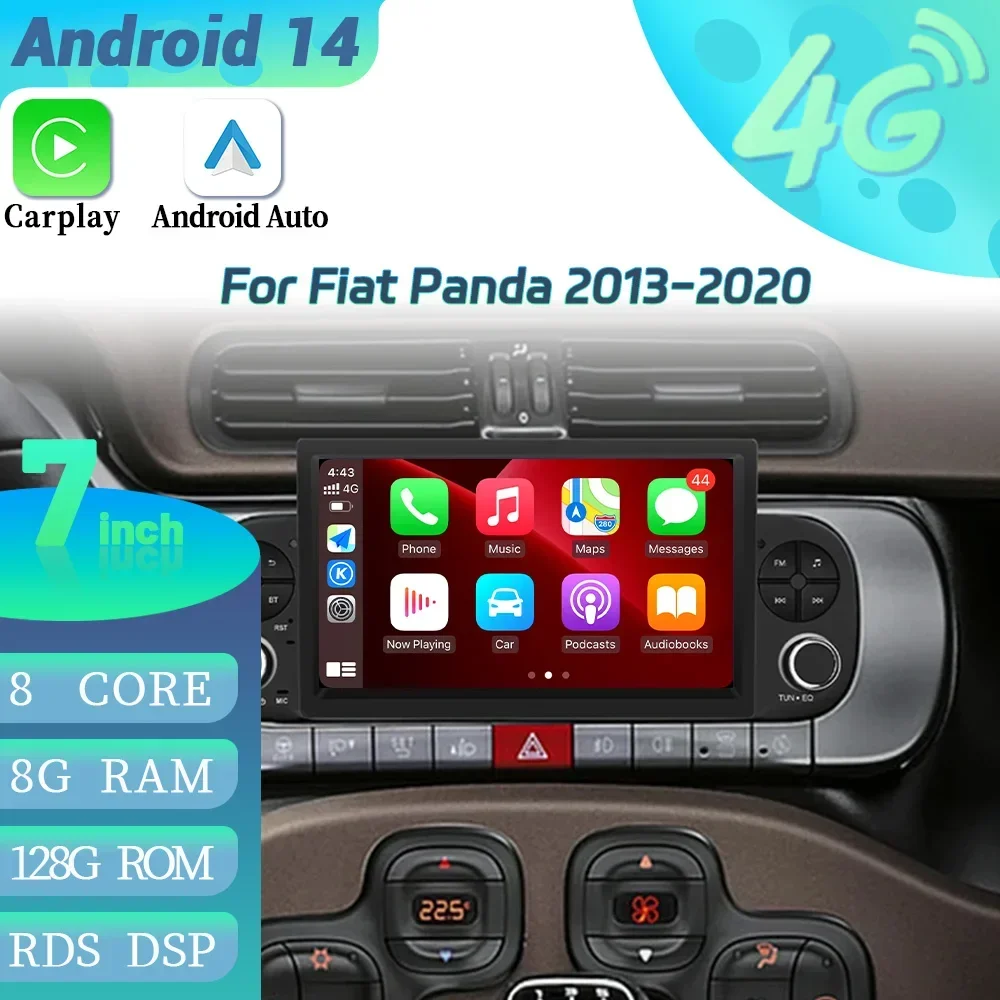 For Fiat Panda 2013-2020 Wireless Android 13 GPS Multimedia Car Radio 2 ...