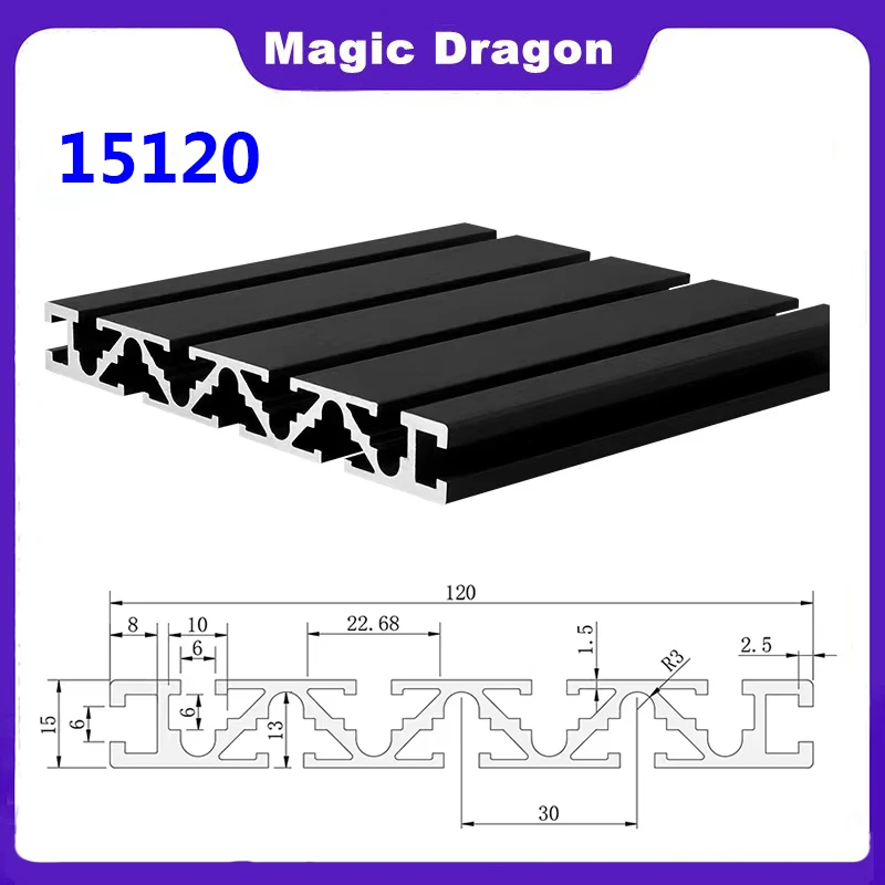 15120 Aluminum Profile Extrusion 100mm to 1000mm Length Anodized Linear Rail 15x120 mm for DIY ...