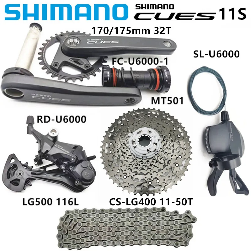 SHIMANO-Juego de transmisión para bicicleta de montaña, CUES U6000 11S, FC-U6000, 170/175mm, 32T ...
