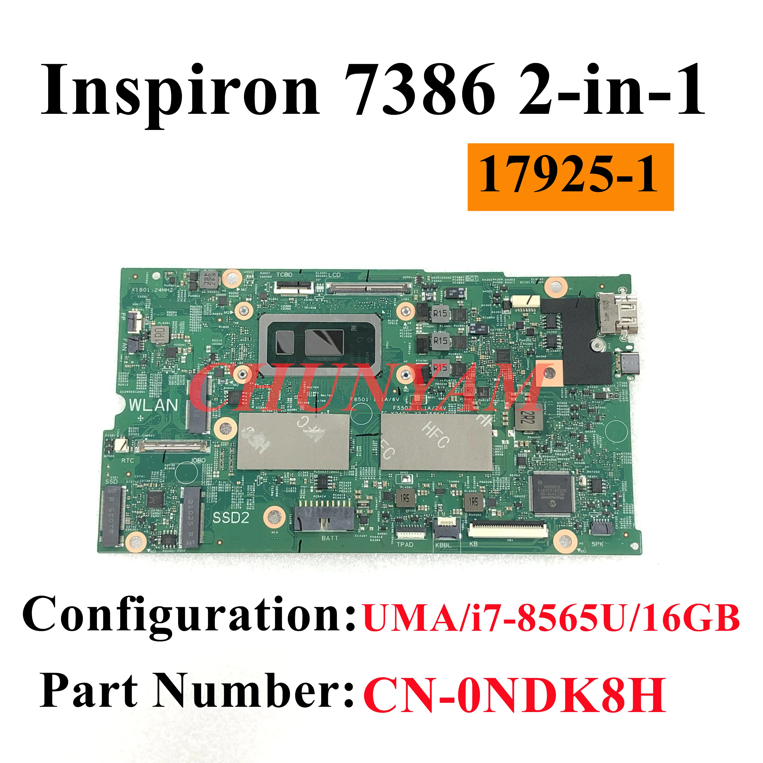 17925-1-FOR-Dell-Inspiron-13-7386-2-IN-1-Laptop-Notebook-Motherboard-w ...