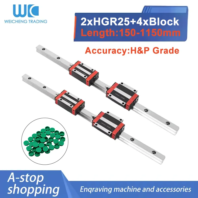 HGR25 선형 가이드 레일 25mm 2PC 모든 길이 + 4PC 선형 캐리지 Beraing 블록 슬라이더 HGH25CA ...