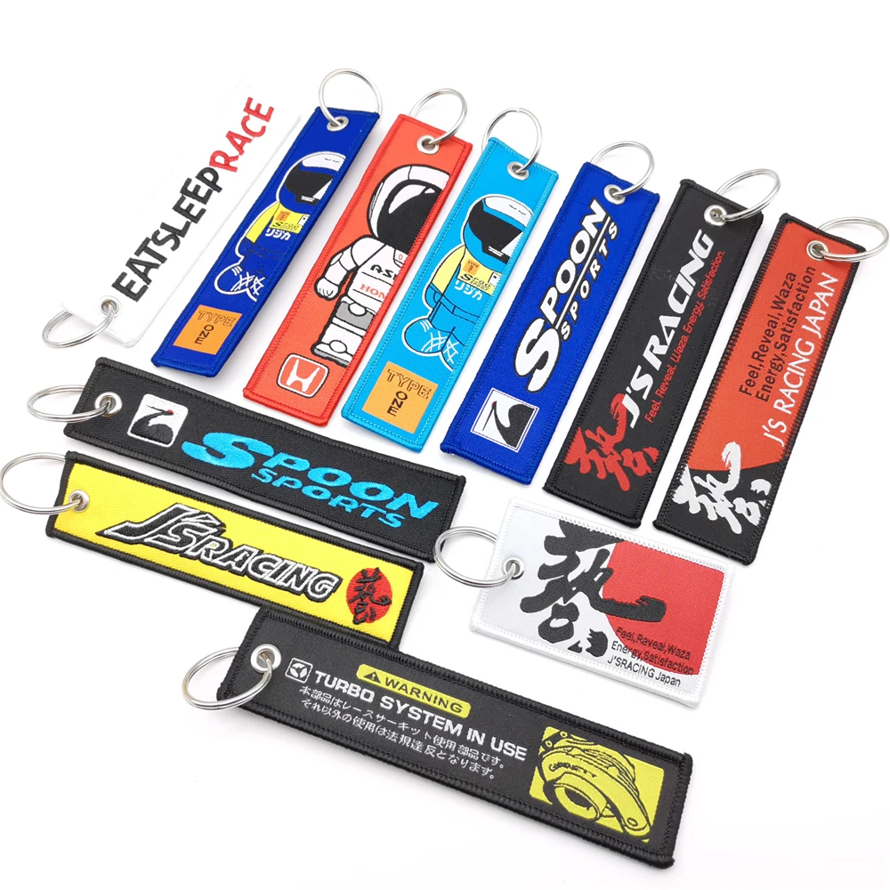 Embroidered Car Keychain For JDM Racing Keyring Nylon Woven Key Chain ...
