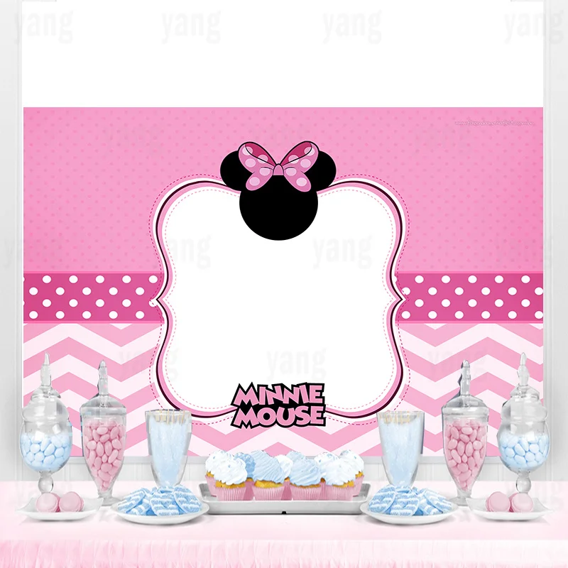 Disney-Cute-Pink-Minnie-Mouse-Backdrop-Pow-Tie-Photography-Birthday ...