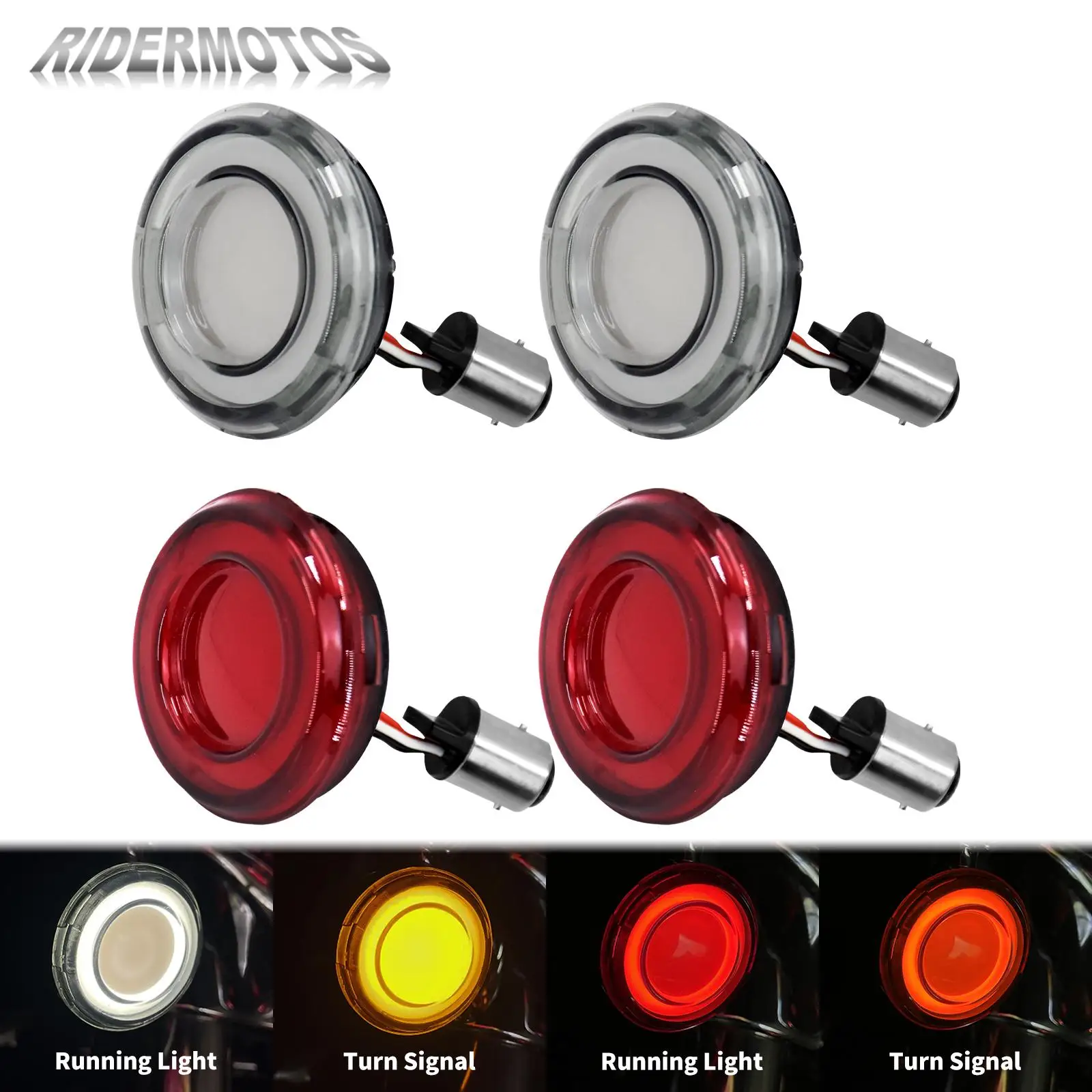 2xMotorcycle-1157-Bullet-Style-LED-Front-Turn-Signal-Conversions-Light ...