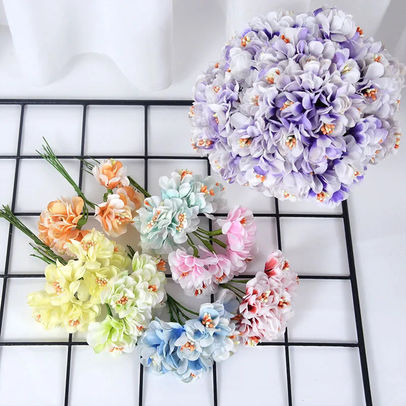 24-72pcs-Mini-Silk-Stamen-Artificial-Rose-Flowers-Bouquet-Wedding ...