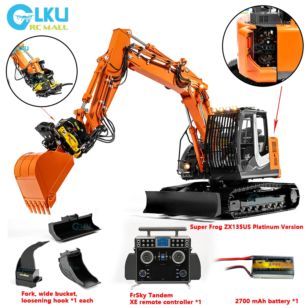 Super Frog 1/14 ZX135US RC Hydraulic Excavator Model Dual Hydraulic ...