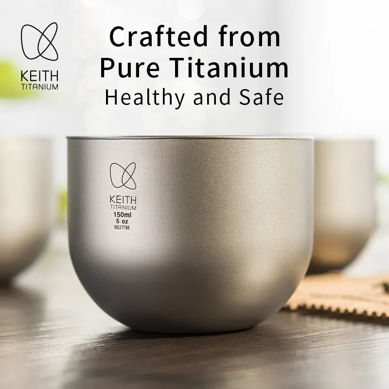 Keith Titanium Tea Cup Camping Teacup 150ml Double Wall Anti-scalding ...