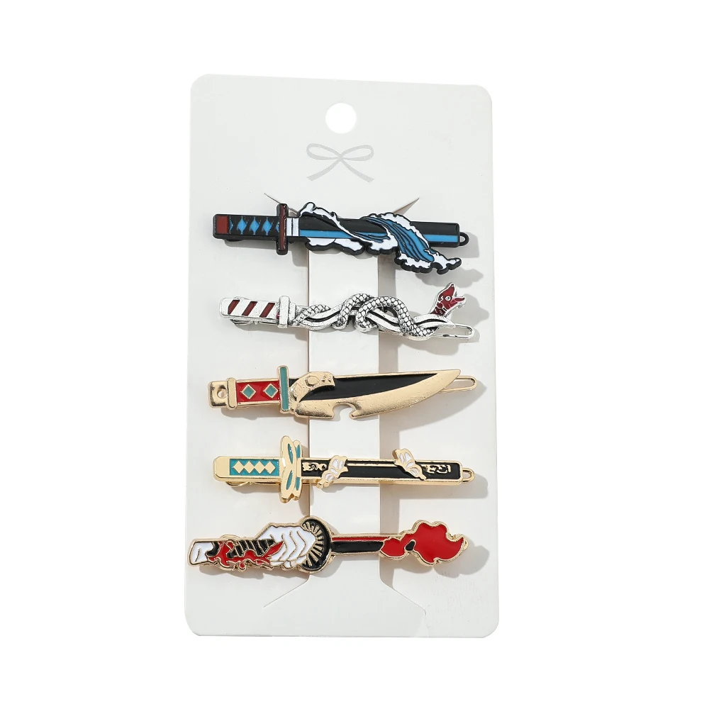 5pcs-set-Anime-Demon-Slayer-Kimetu-No-Yaiba-Hair-Clips-Metal-Cartoon ...