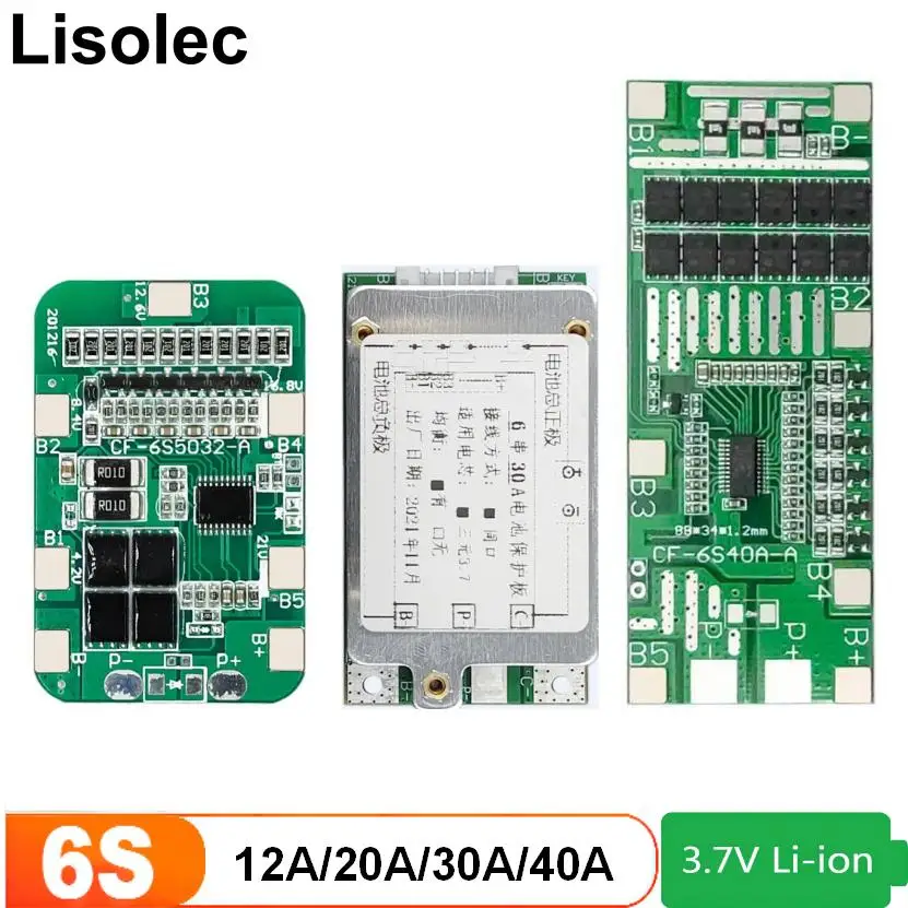 Equilíbrio bms 6s 24v 20a 30a 40a 12a placa de proteção de descarga pcb ...