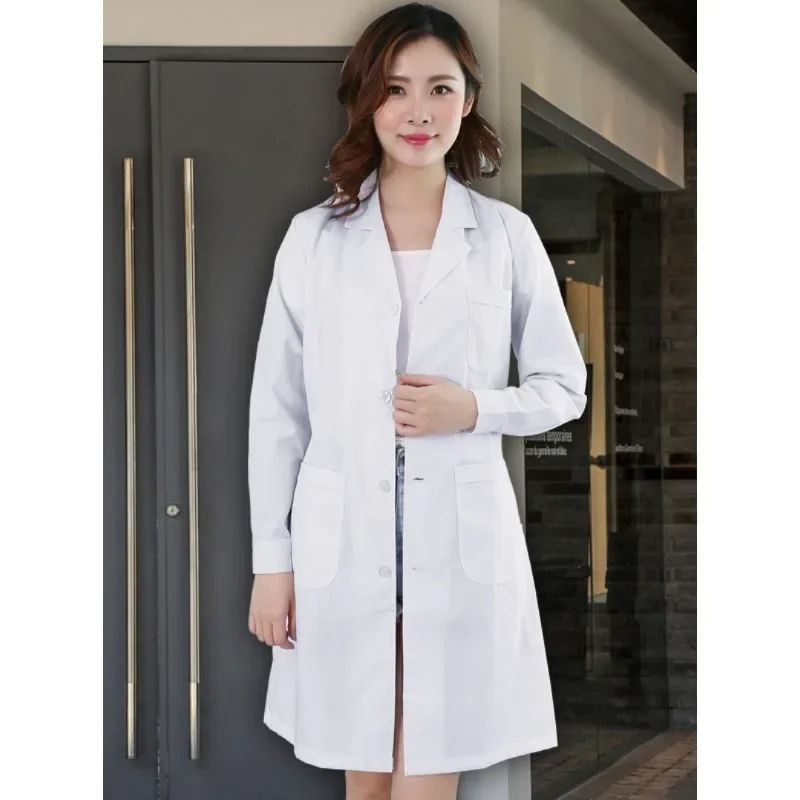 Coat-Laboratory-College-Chemistry-Nurse-Overalls-White-Coat-Female-Long ...