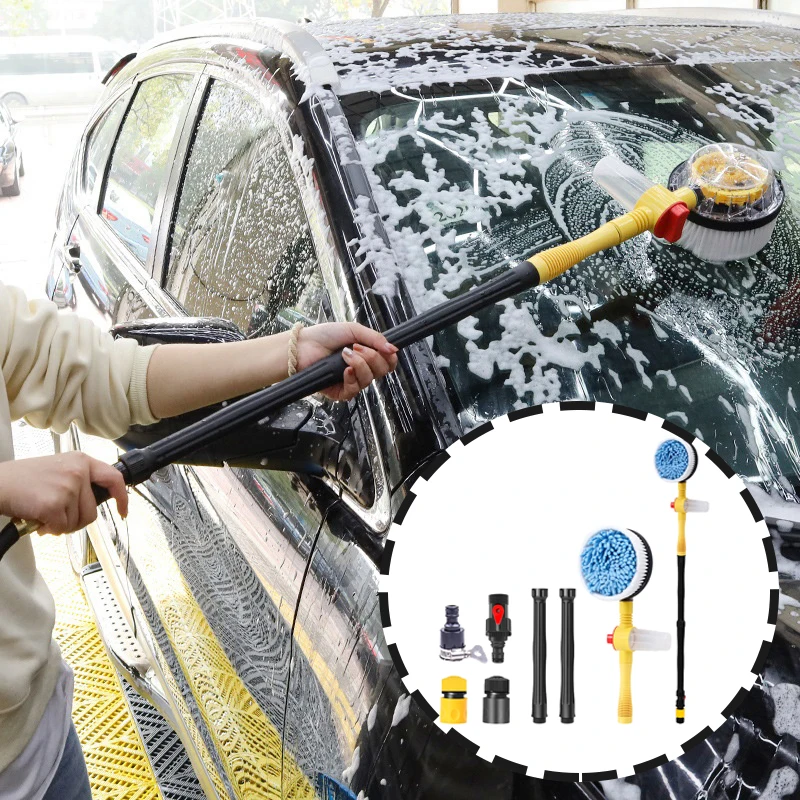 Car Rotary Wash Brush Kit 360 Degree Automatic Rotating Adjustable Dip ...