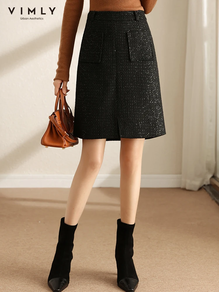 Vimly-Fashion-Elegant-Black-Short-Skirt-for-Women-2022-Winter-Commuter ...