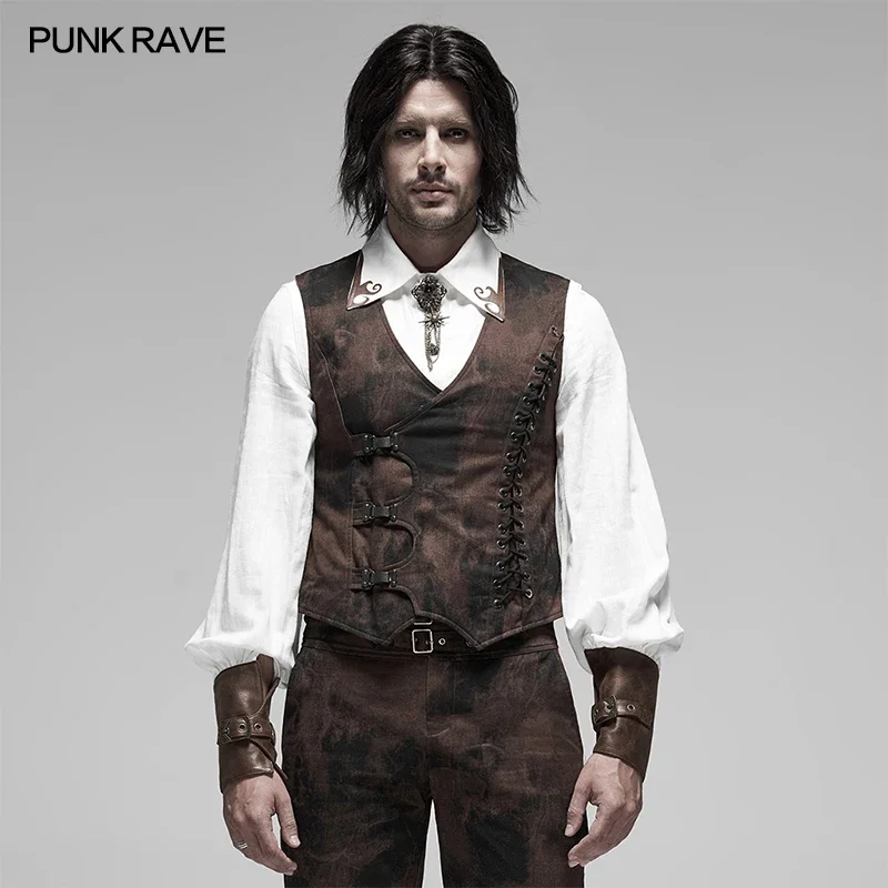 PUNK-RAVE-Men-s-Steampunk-Mottled-Stripes-Vest-Punk-Slim-Fit-Irregular ...