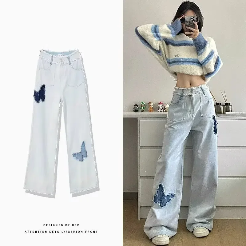 Trendy-Vintage-Butterfly-Embroidery-Light-Blue-Jeans-Straight-leg-Pants-Women-s-Autumn-New-Style ...