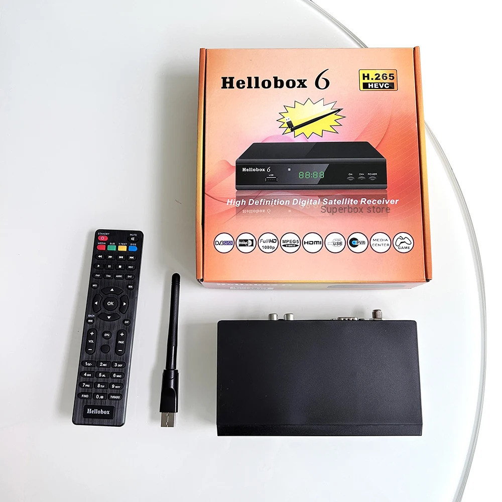 Novo hellobox 6 receptor de satélite suporte h.265 hevc t2mi usb wifi ...