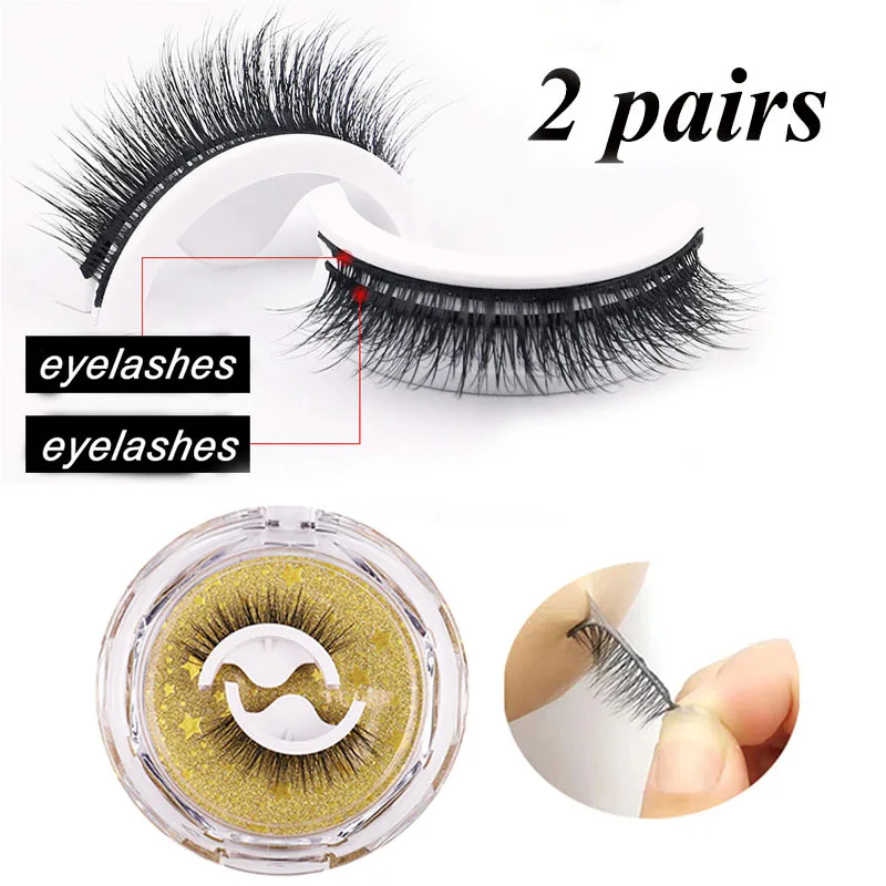 2-Pairs-Makeup-Eyelashes-Self-adhesive-Glue-Free-Eyelashes-Easy-To-Wear ...