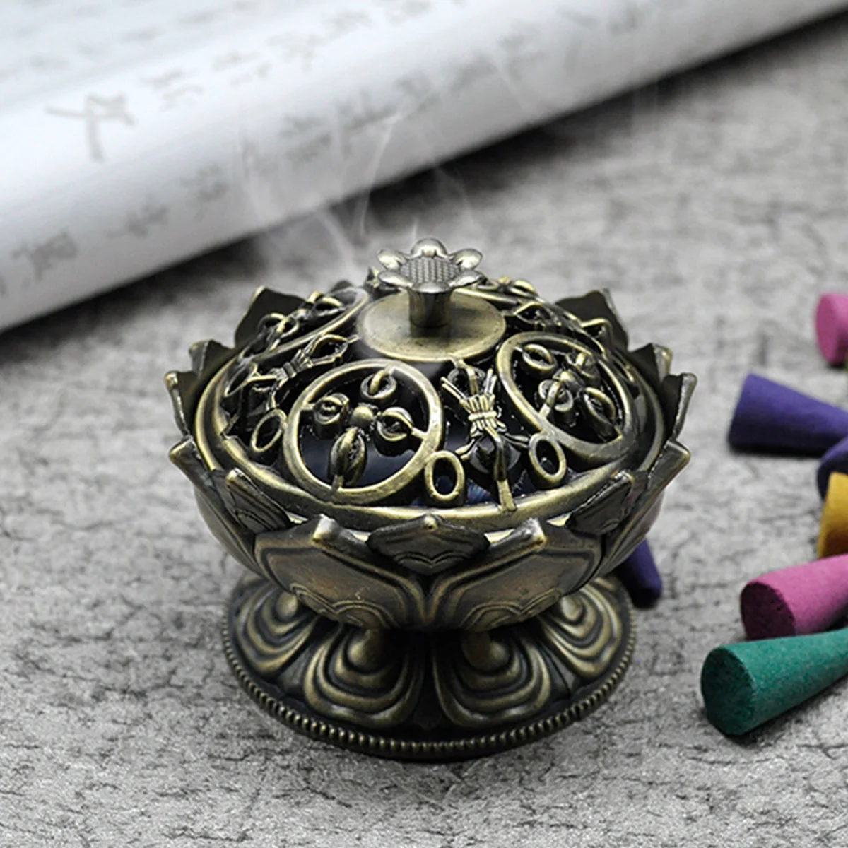 Lotus-Flower-Incense-Burner-Zinc-Alloy-Lotus-Flower-Censer-Holder ...
