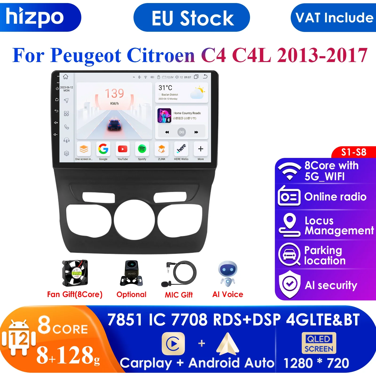 9-ai-intelligentes-System-2-din-Android-Autoradio-f-r-Citroen-C4-2-B7 ...