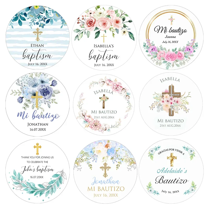 Christening-Baptism-Sticker-Labels-Custom-Name-Date-Text-The-First ...