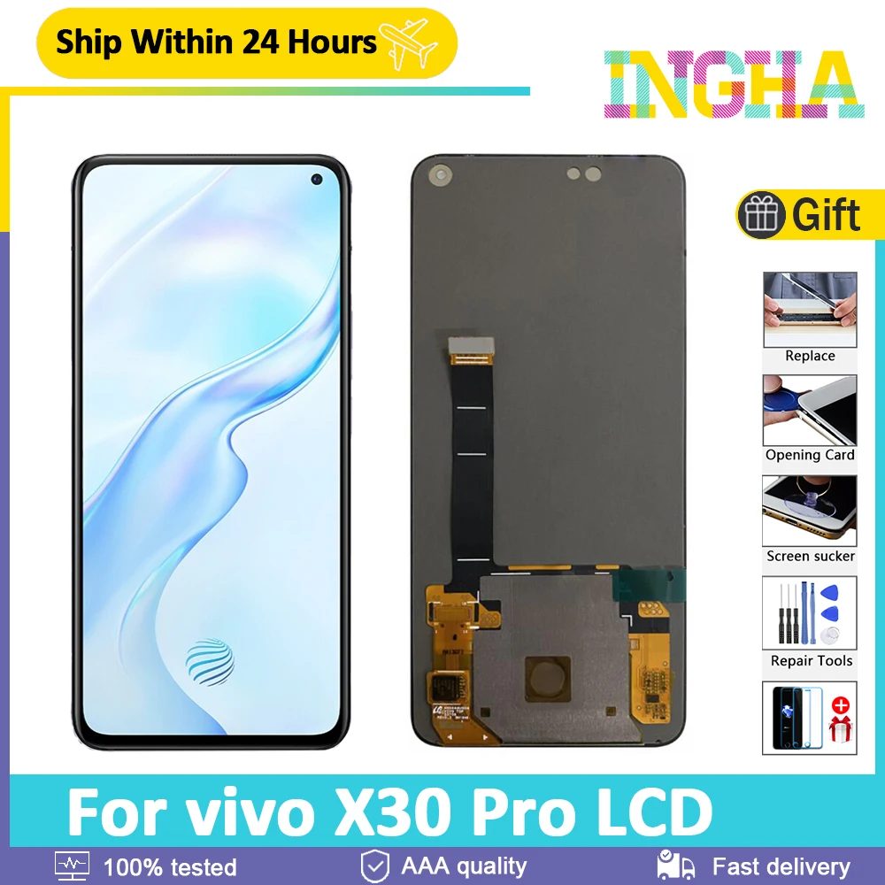 Original super amoled 6.44 "display para vivo x30 pro lcd tela de toque digitador assembléia ...