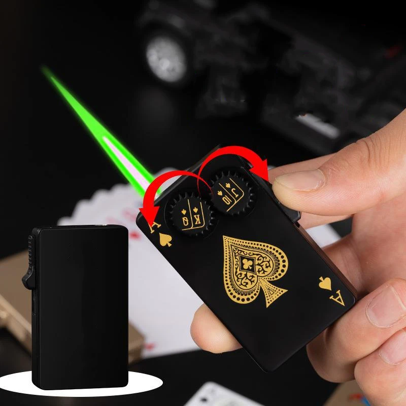 Creative Metal Poker Gear Linkage Butane Gas Lighter Windproof Playing ...