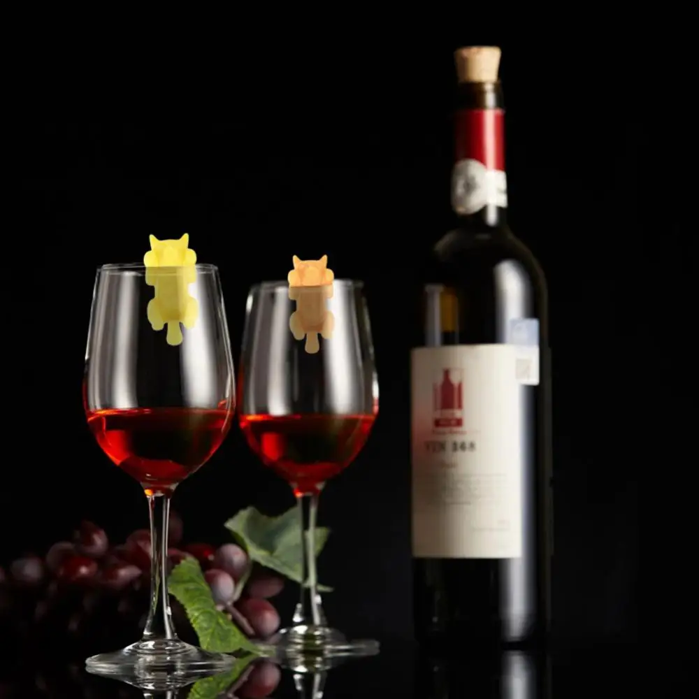 Mini-Cat-Shape-Silicone-Wine-Glass-Marker-Drinking-Cup-Identifier-Sign ...