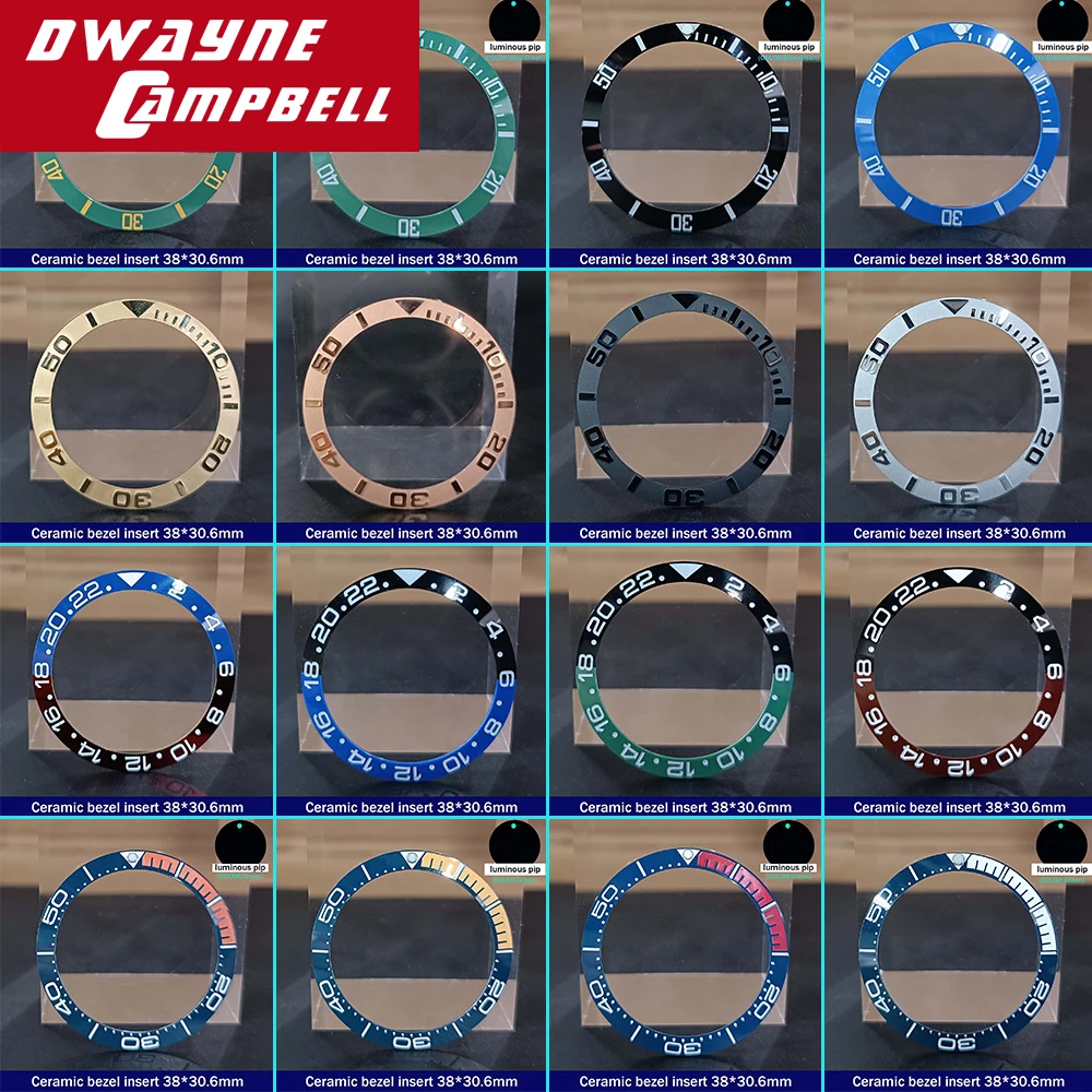 Sloping 38mm*30.6mm Black/Red/Orange/Blue Ceramic Bezel watch Insert ...