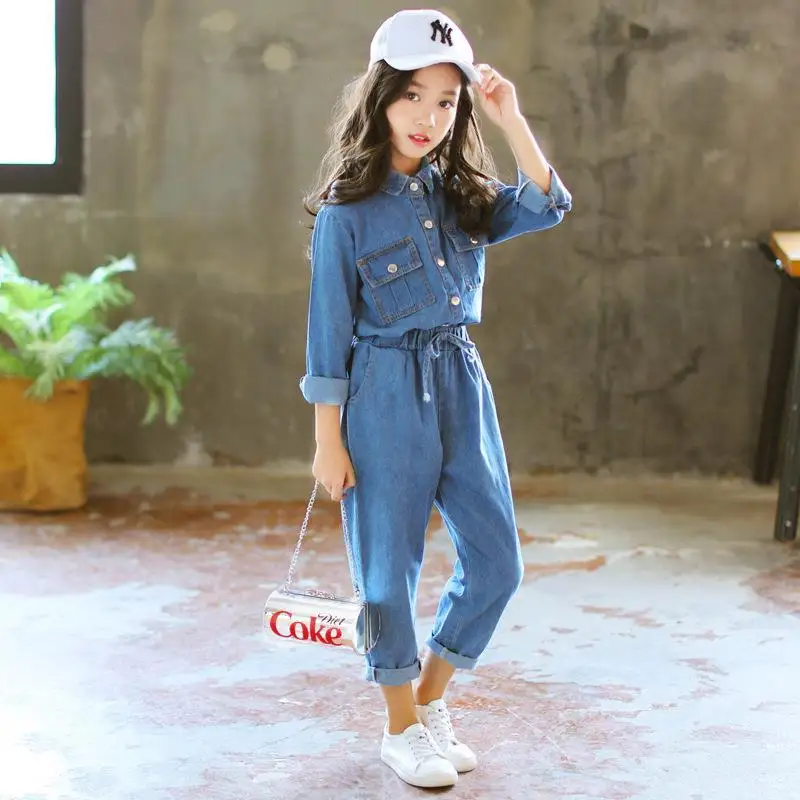 Casual-Girls-Clothes-Autumn-Spring-Denim-Blue-Tops-Denim-Long-Pants ...