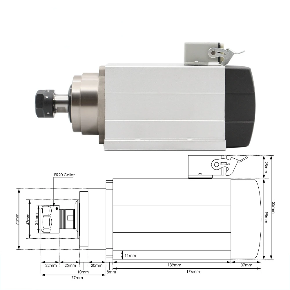 1-5kw-ER20-air-cooled-spindle-square-type-1-5kw-Fuling-Inverter-VFD-air ...